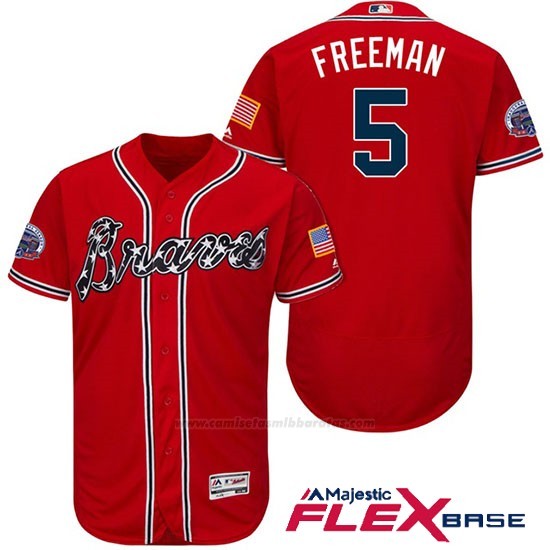 Camiseta Beisbol Hombre Atlanta Braves 5 Frojodie Freeman Braves Rojo ...